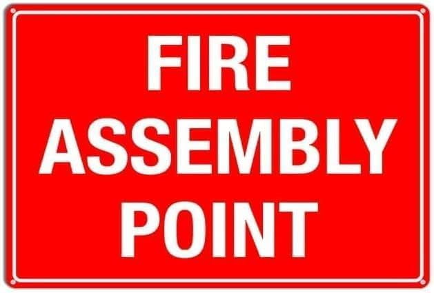 Warning Sign - Fire Assembly Point Green, Caution Aluminum Warning ...