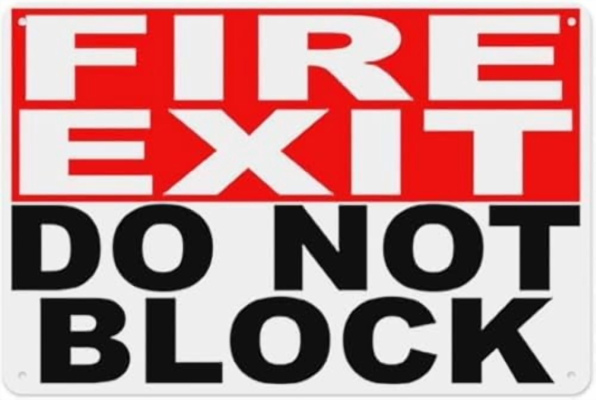 Warning Sign: Fire Exit Do Not Block Decal, Vintage Metal Wall Decor ...