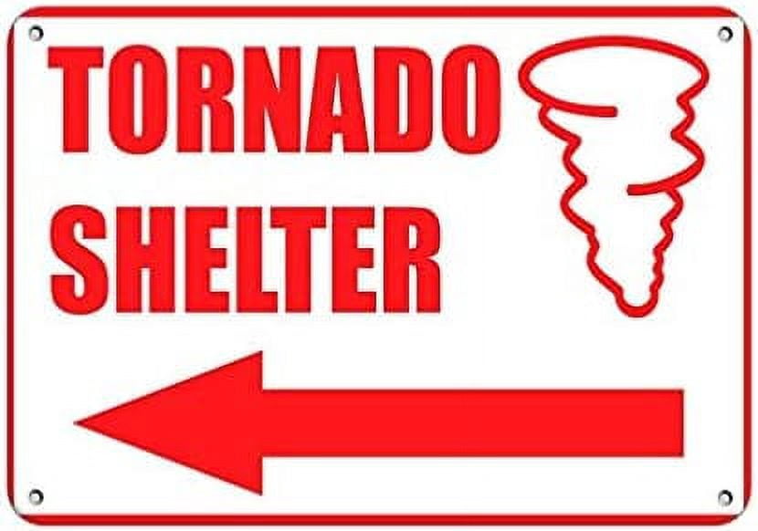 Warning Sign Fire Tornado Shelter with Left Arrow Hazard Sign Emergency ...