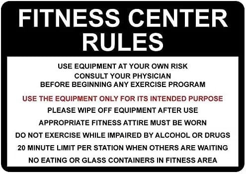 Warning Sign Fitness Center Rules Use Equipment at Your Own Risk Road ...