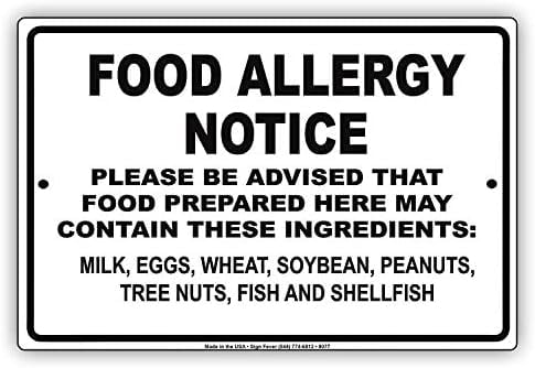 Warning Sign Food Allergy Notice Warning May Contain Milk, Eggs, Wheat ...