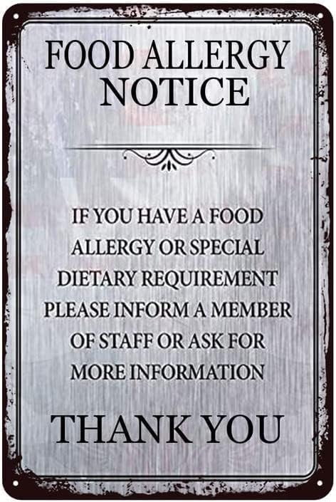 Warning Sign Food Allergy Safety Notice Metal Tin Sign If You Have A ...