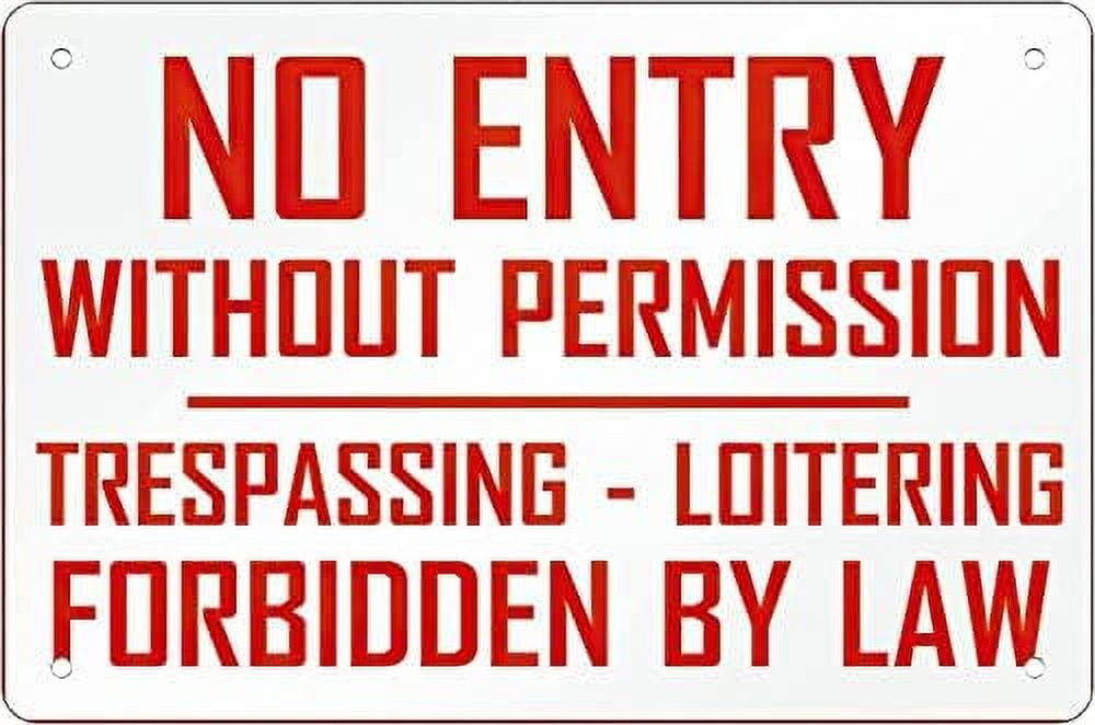 Warning Sign Funny Retro Metal Tin Sign No Entry Without Permission ...