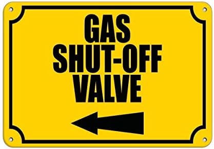 Warning Sign Gas Shut Off Valve with Left Arrow Hazard Sign Emergency ...