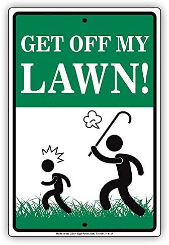 Warning Sign Get Off My Lawn Sign Business Sign 12X8 Inches Aluminum ...