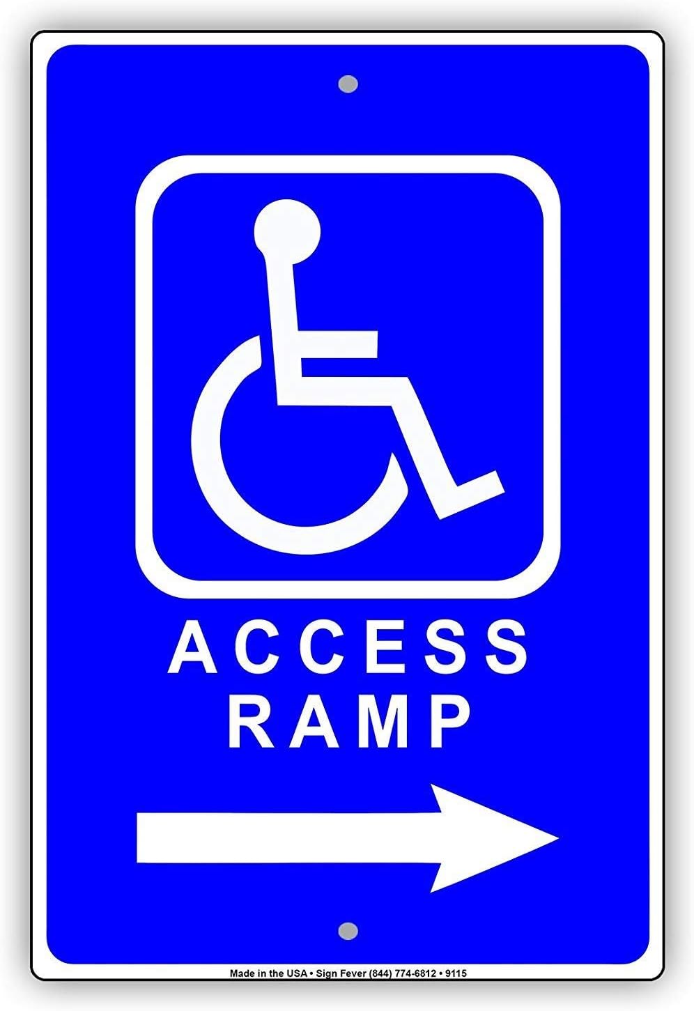 Warning Sign Handicap Access Ramp Direction Arrow Help Right and Left ...