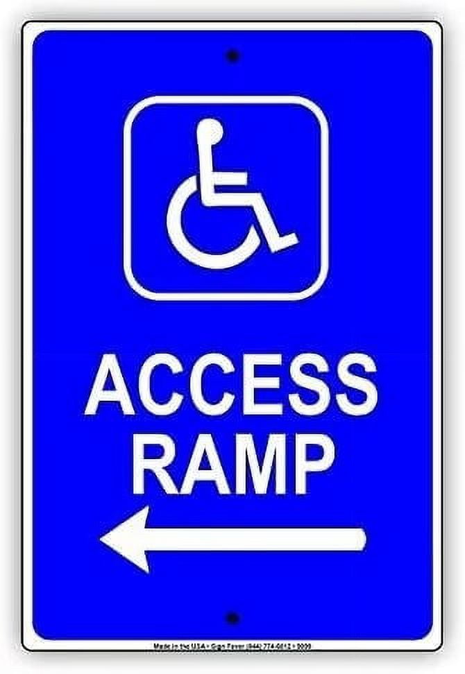Warning Sign Handicap Accessible Ramp Entrace with Arrow Wheelchair ...