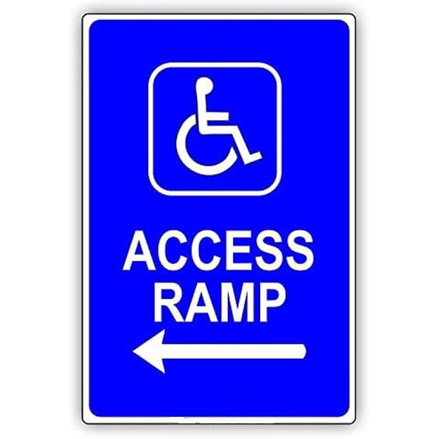 Warning Sign Handicap Accessible Ramp Entrace with Arrow Wheelchair ...