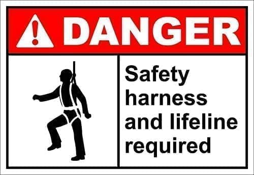 Warning Sign - Harness and Lifeline Required Danger, Vintage Metal ...