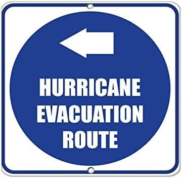 Warning Sign Hurricane Evacuation Route with Left Arrow Hazard Sign ...