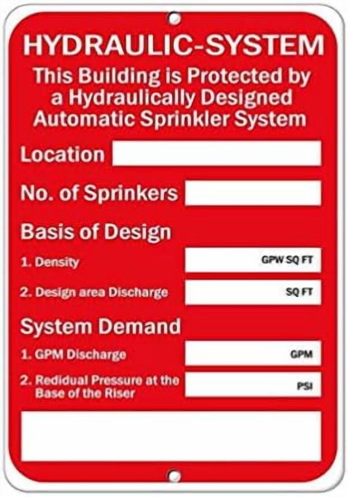 Warning Sign Hydraulic System Automatic Sprinkler System Hazard Sign ...