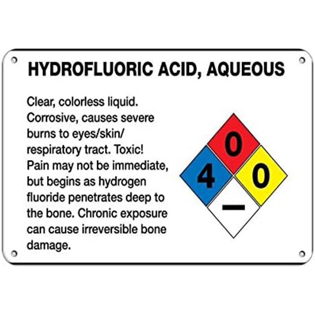 Warning Sign Hydrofluoric Acid,Causes Burn to Eyes Skin Respiratory ...