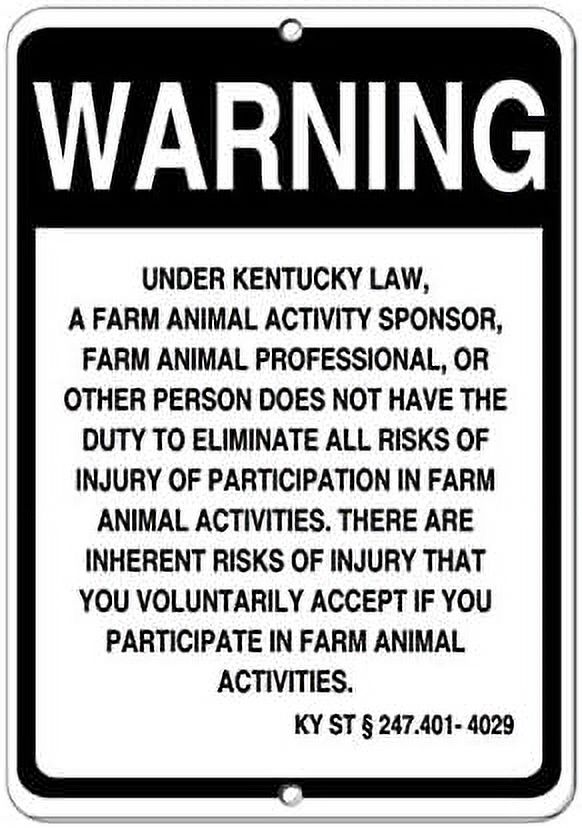 Warning Sign Kentucky Law, Equine Activist Not Liable for Injury Death ...