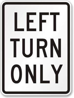 Warning Sign Left Turn Only Sign Business Sign 12X8 Inches Metal Tin ...