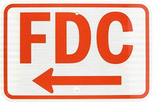 Warning Sign Legend FDC with Left Arrow, Red on White Sign Business ...