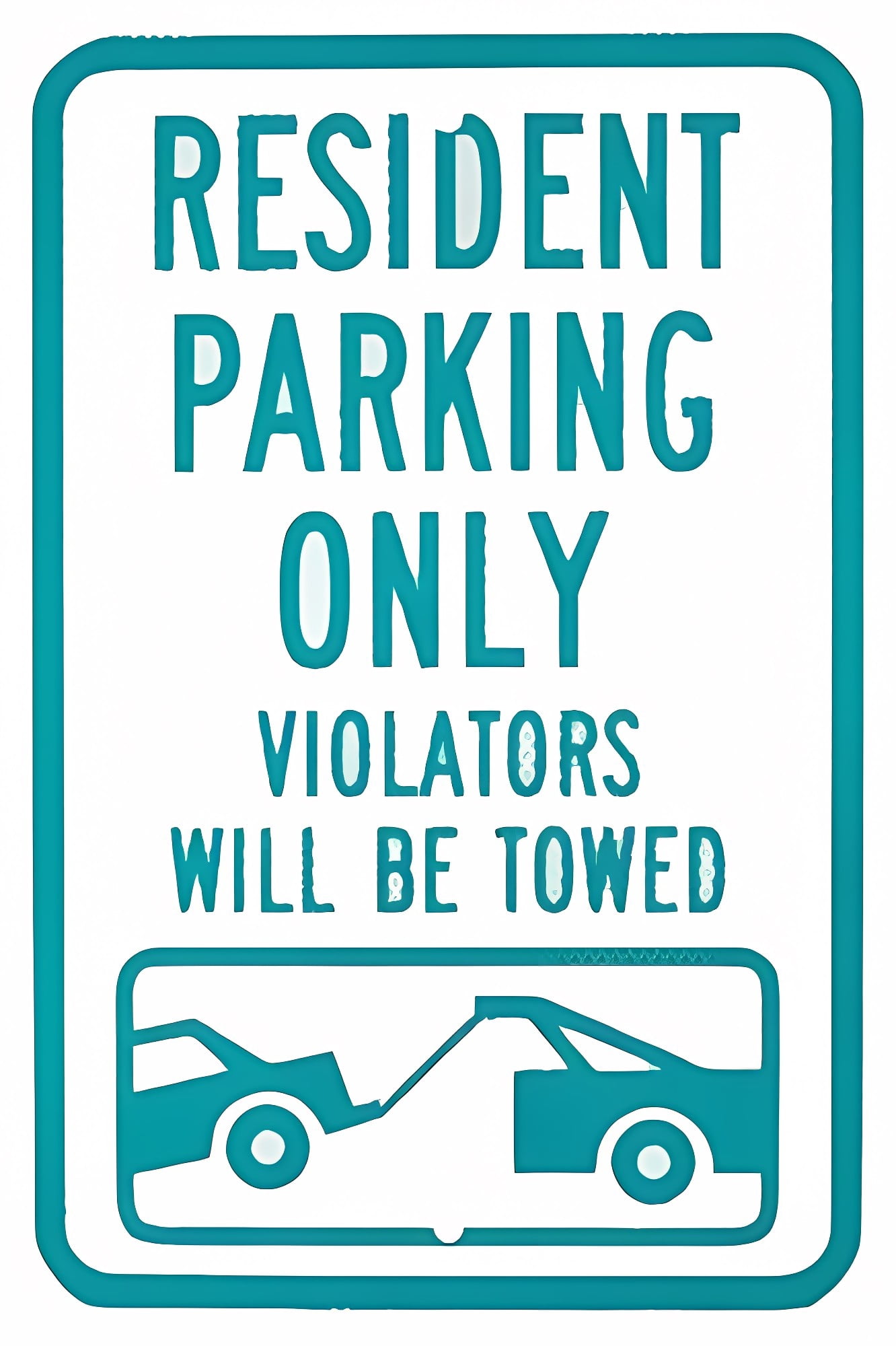 Warning Sign Legend Resident Parking Only Violators Towed Green on ...