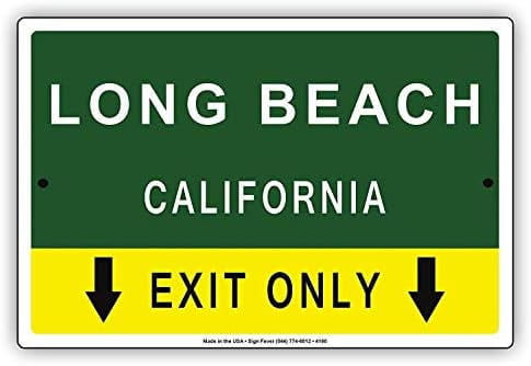 Warning Sign Long Beach California Exit Only with Pointer Arrow ...