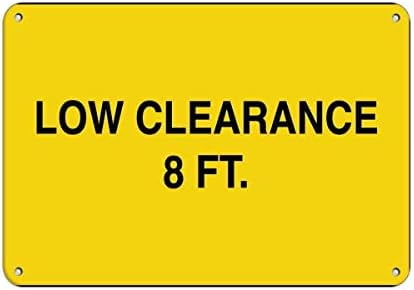 Warning Sign Low 8 Ft Hazard Sign Sign Business Sign 12X8 Inches Metal ...