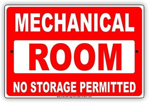 Warning Sign Mechanical Room No Storage Permitted Safety Precaution ...