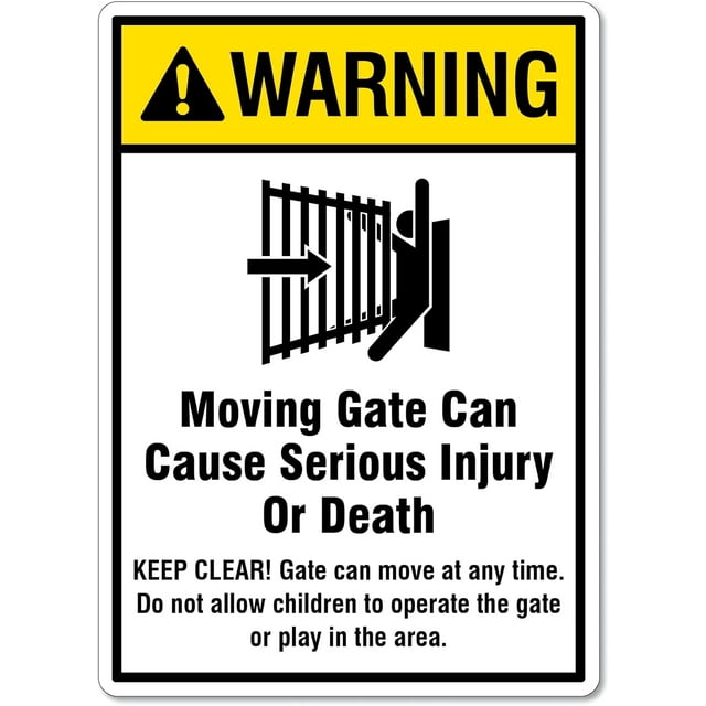Warning Sign – Moving Gate Warning Signs Metal Tin Sign 8x12 Inches ...