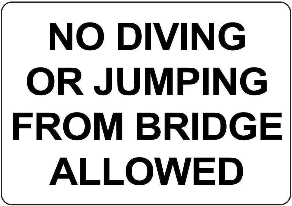 Warning Sign No Diving Or Jumping from Bridge Allowed Road Sign ...