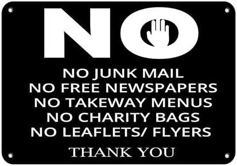 Warning Sign No Junk Mail/Free Newspapers/Menus/Bags/Leaflets Thank You ...