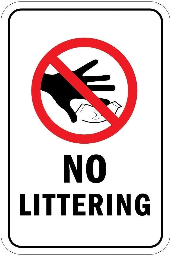 Warning Sign No Littering with Symbol Road Sign Business Sign Metal Tin ...