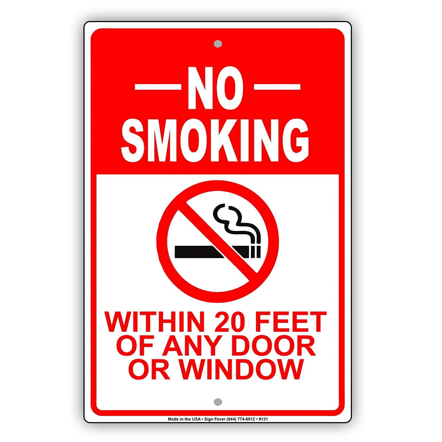Warning Sign No Smoking Within 20 Feet of Building Door or Window ...