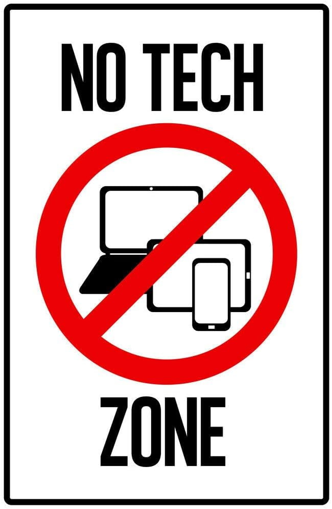 Warning Sign No Tech Zone Computers Laptop Tablet Cellular Phone ...