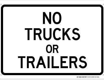 Warning Sign No Trucks Or Trailers Sign Business Sign 12X8 Inches Metal ...