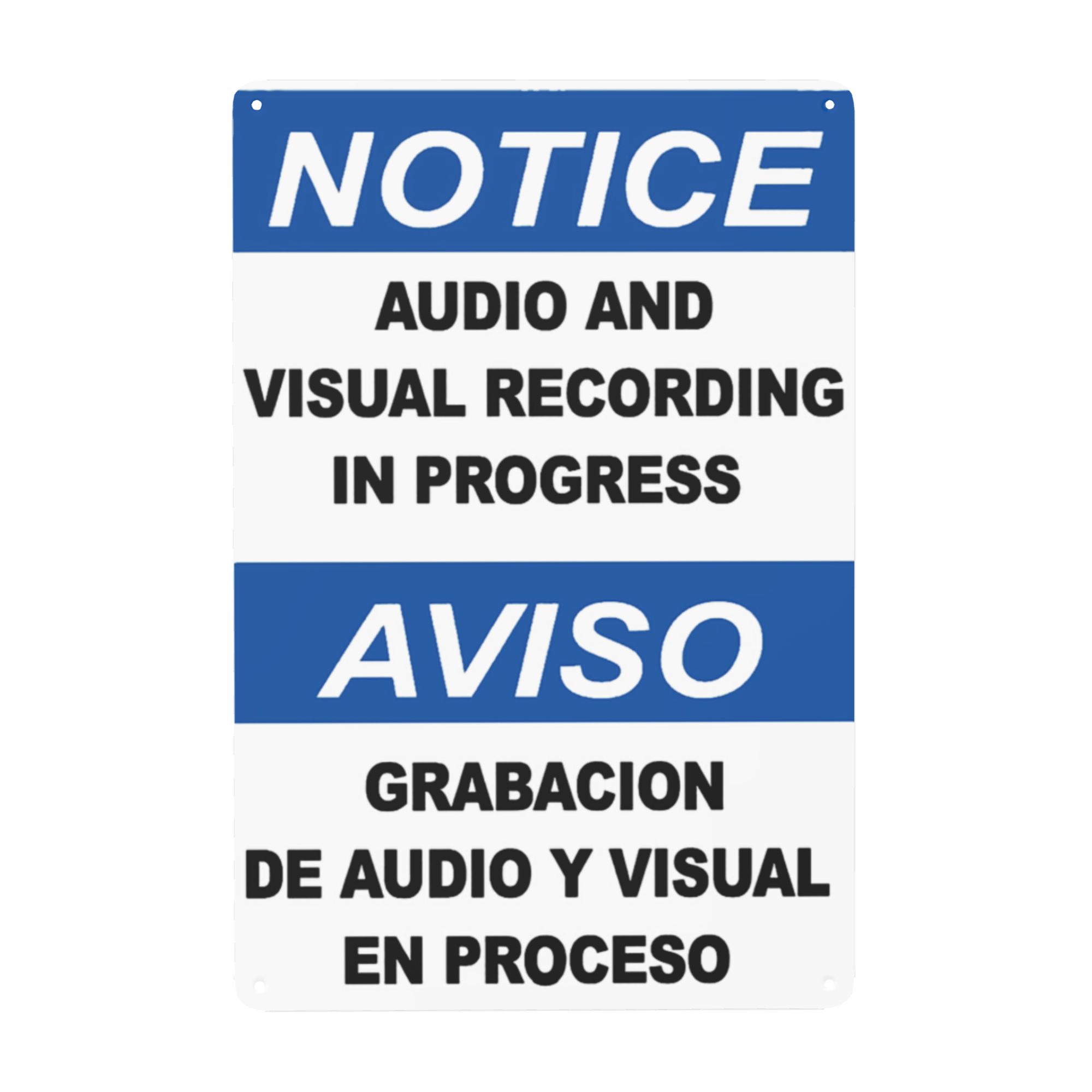 Warning Sign Notice Audio and Visual Recording in Progress Sign ...