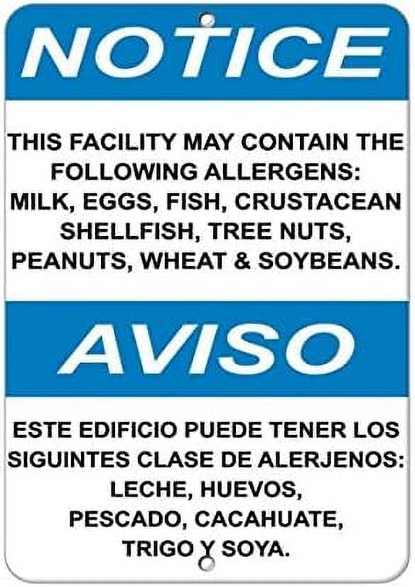 Warning Sign Notice Contain Following Allergens: Milk Eggs Fish Nuts ...