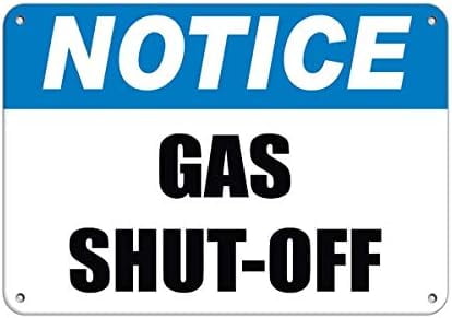 Warning Sign Notice Gas Shut Off Hazard Sign Emergency Sign Business ...