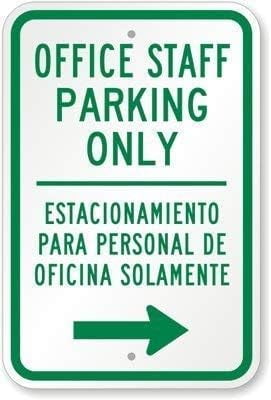 Warning Sign Office Staff Parking Only. Estacionamiento para Personal ...