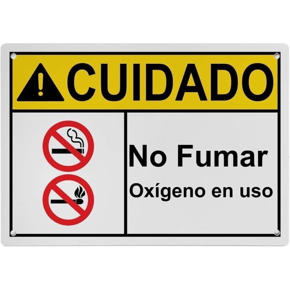 Warning Sign: Oxygen in Use No Fumar Oxígeno en USO, for Workplace ...