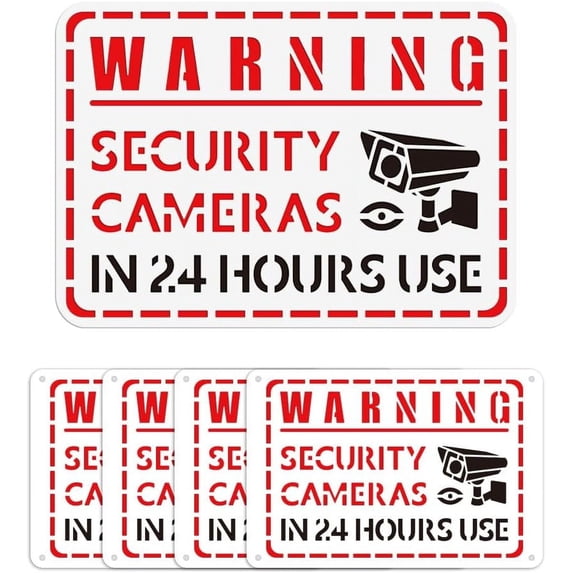 Warning Sign Painting Stencils Video Surveillance Drawing Stencil ...