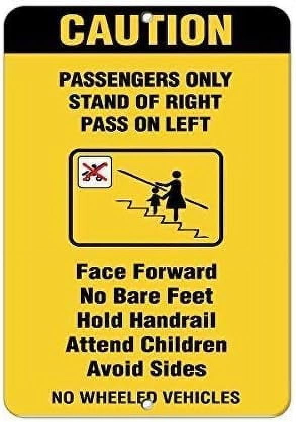 Warning Sign Passengers Hold Handrail Attend Children Avoid Sides Sign ...