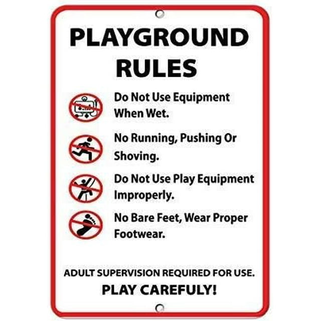 Warning Sign Playground Rules Activity Sign Park Signs Park Rules Signs ...