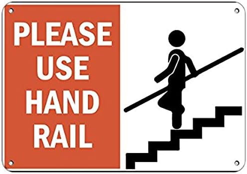 Warning Sign Please Use Hand Rail Hazard Sign Handrail Signs Sign ...