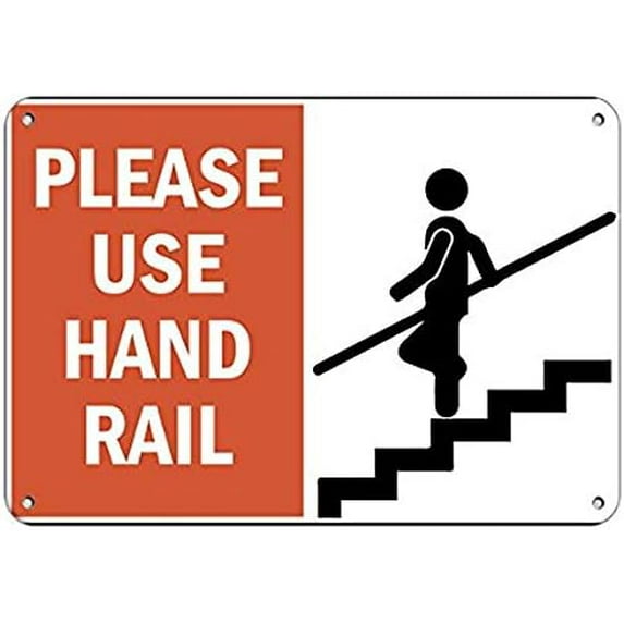 Warning Sign Please Use Hand Rail Hazard Sign Handrail Signs Sign ...