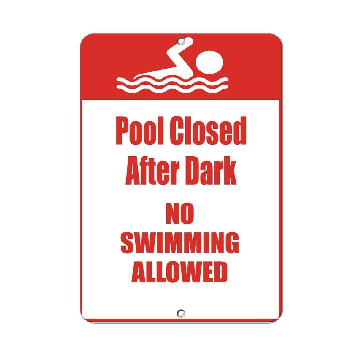Warning Sign Pool Closed After Dark No Swimming Allowed Activity Sign ...