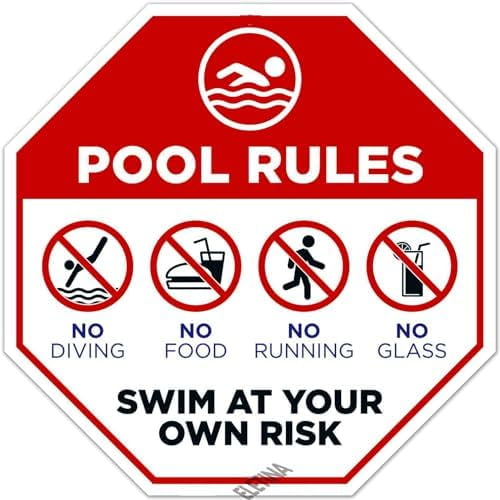 Warning Sign,Pool Rules,No Diving,No Food,No Running,No Glass,Swim At ...