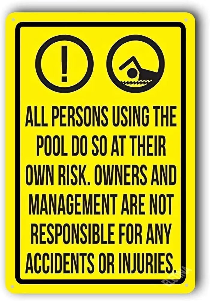 Warning Sign,Pool Rules Sign,Pool Safety Sign Liability All Persons ...