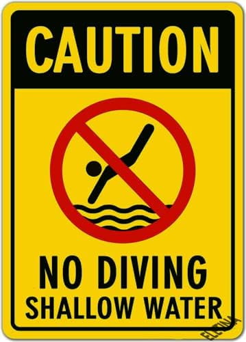 Warning Sign,Pool Rules Sign,Caution no diving shallow water Pool Sign ...