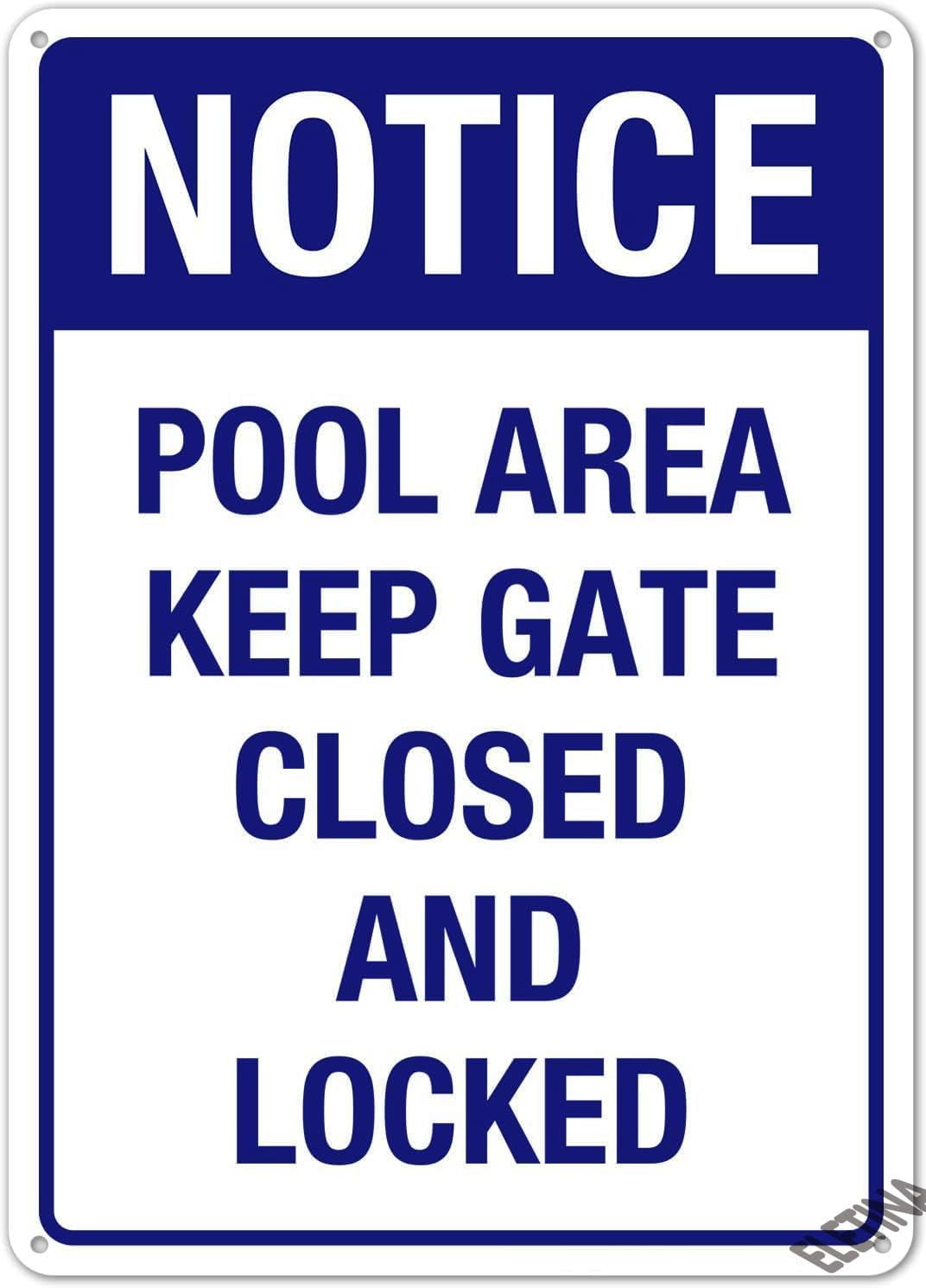 Warning Sign,Pool Rules Sign,Keep Gate Closed and Locked Sign Pool Area ...
