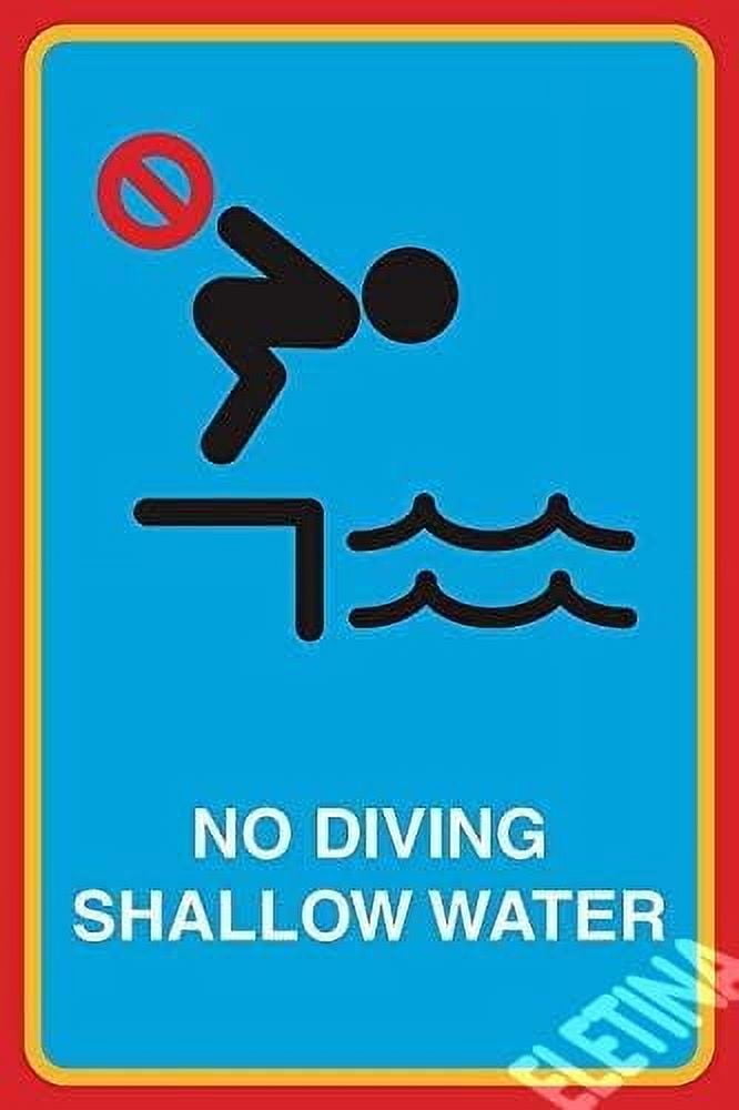 Warning Sign,Pool Rules Sign,No Diving Shallow Water Print Man Swimming ...