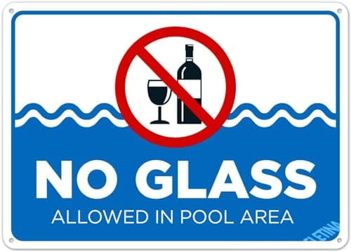 Warning Sign,Pool Rules Sign,No Glass Allowed in Pool Area Sign Pool ...