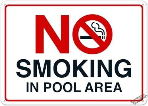 Warning Sign,Pool Rules Sign,No Smoking in Pool Area Sign Pool Safety ...