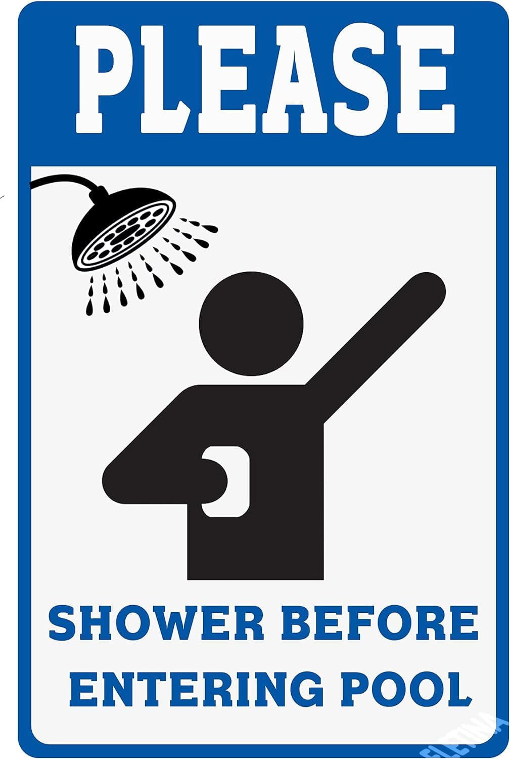 Warning Sign,Pool Rules Sign,Please Shower Before Entering Pool - Metal ...