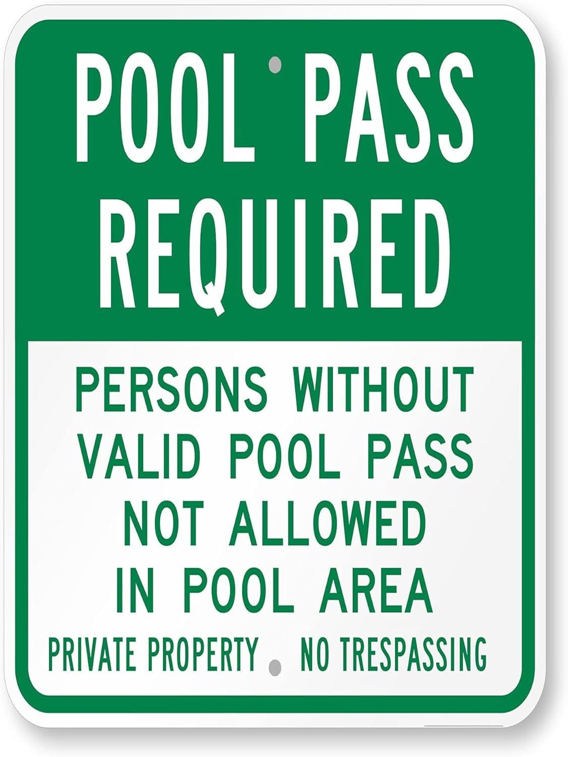Warning Sign,Pool Rules Sign,Pool Pass Required, Persons Without Valid ...